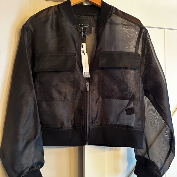 Sanctuary | Jackets & Coats | Sanctuary Sheer Satin Black Bomber Jacket ...